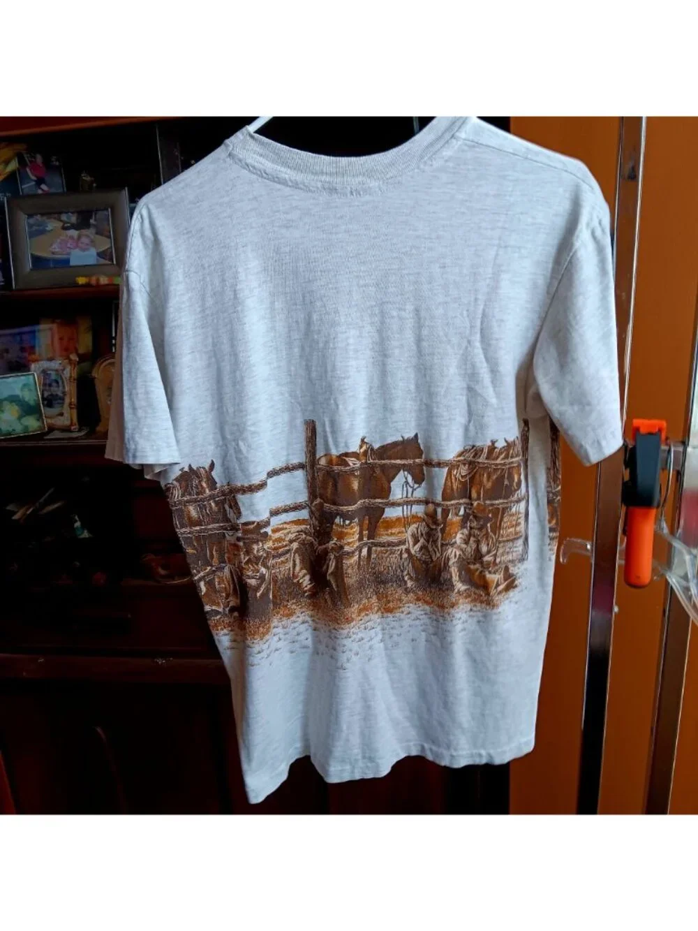 Hanes | Shirts | True Vintage Tshirt Medium Cowboy Horses Wrap Around ...